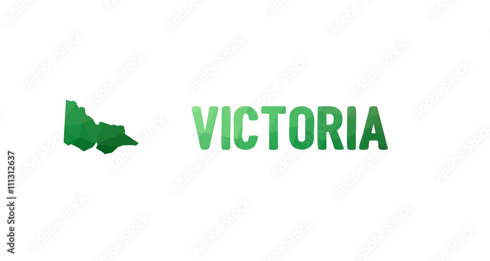 Green polygonal mosaic map of Victoria, VIC - political part of ...