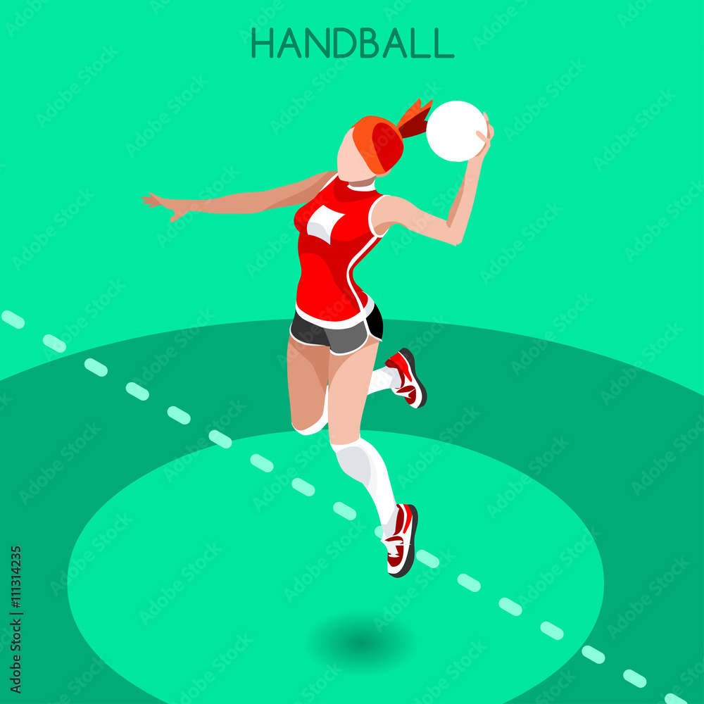 Handball Summer Games Icon Set.3D Isometric Athlete.Sporting ...
