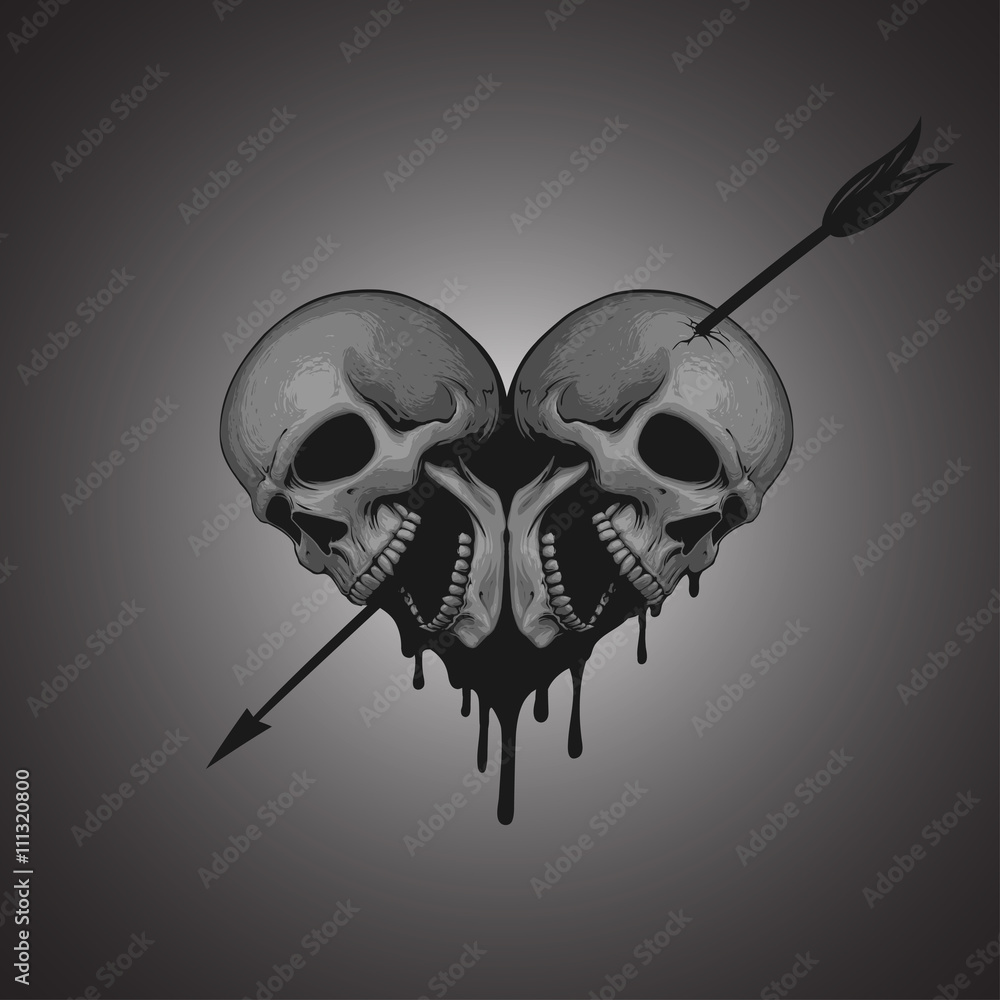 Skulls heart with arrow illustration Stock Vector | Adobe Stock