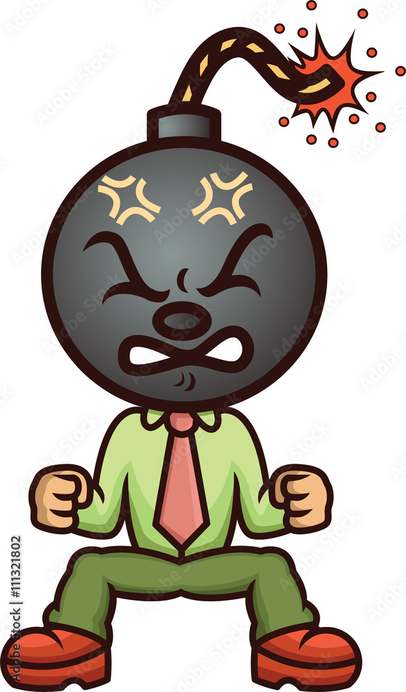 Businessman Bomb Head Cartoon Illustration Stock Vector | Adobe Stock