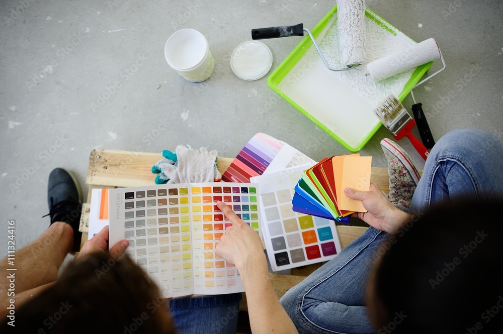 The process of selecting paint colors for repair Stock Photo | Adobe Stock