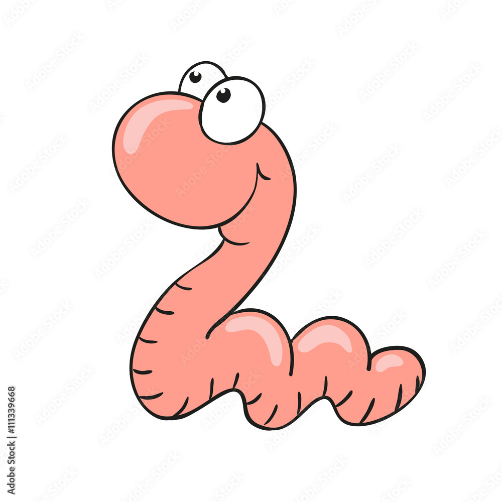 Cheerful cartoon character worm. Vector isolated Stock Vector | Adobe Stock