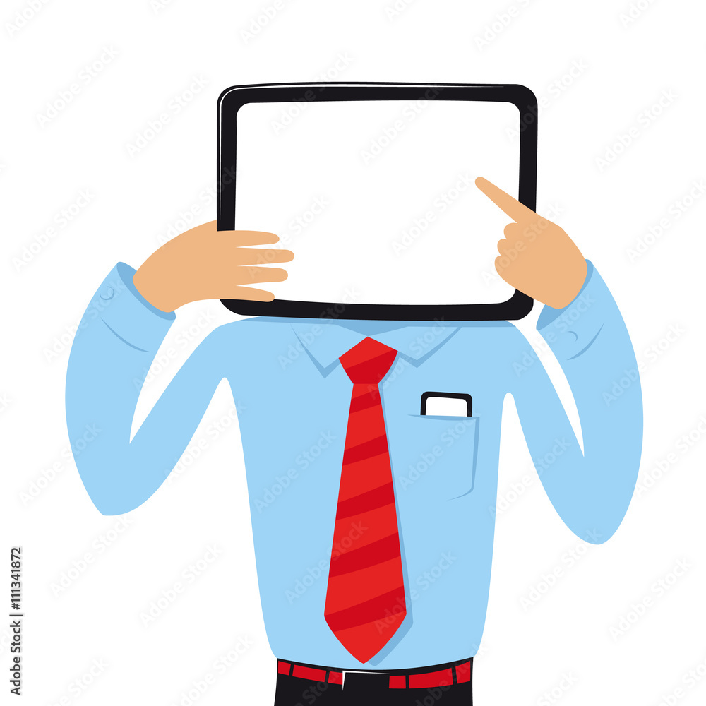 Cartoon man with a blank tablet for a head Stock Vector | Adobe Stock