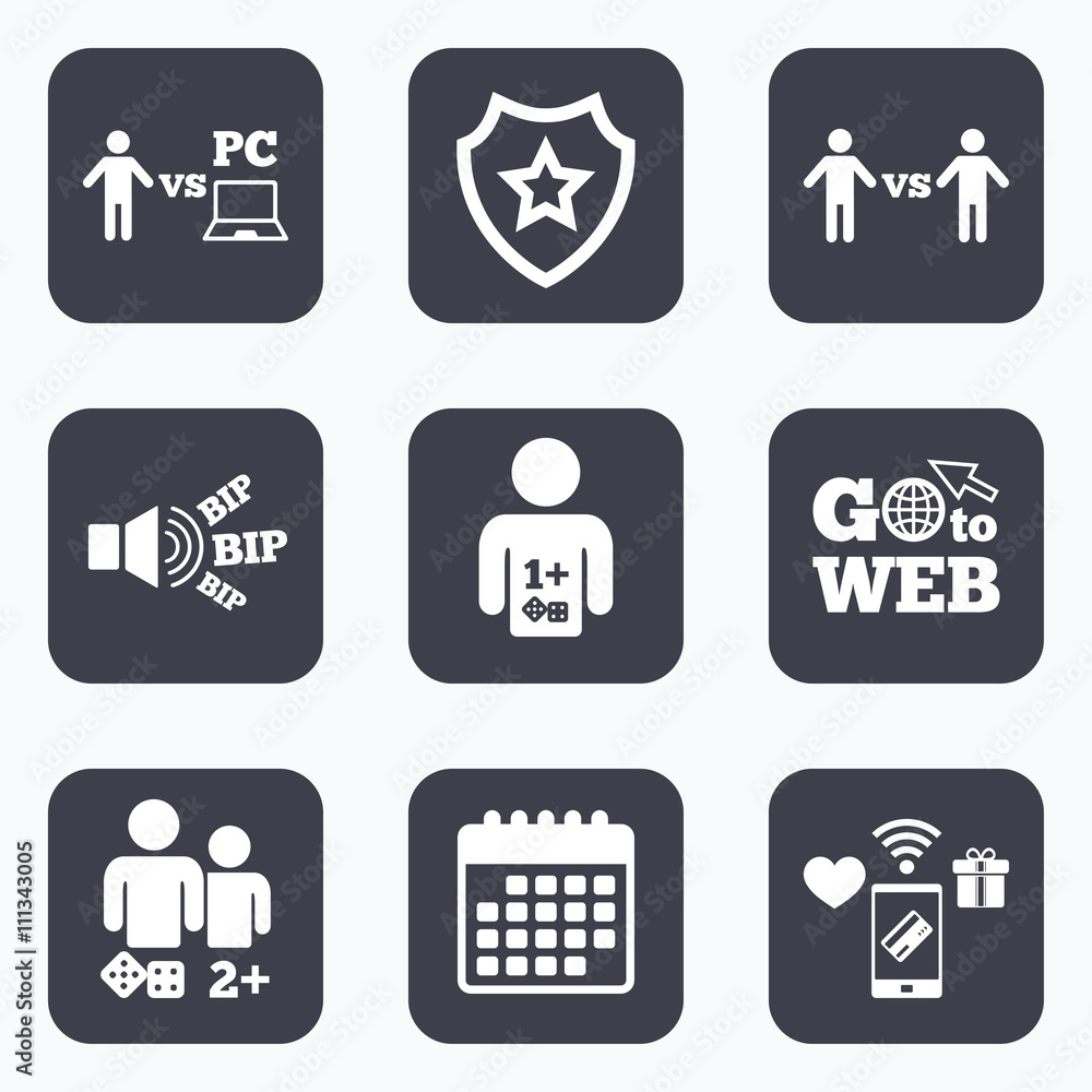 Gamer icons. Board and PC games players. Stock Vector | Adobe Stock