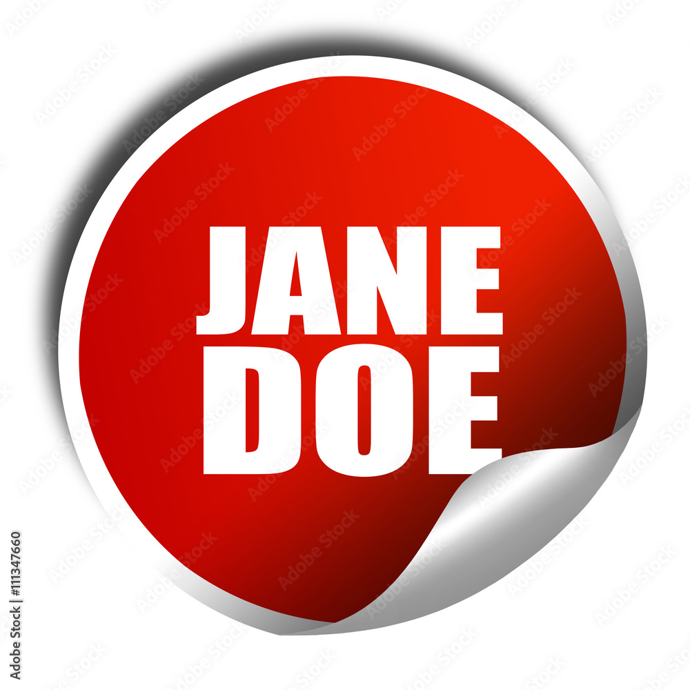 jane doe, 3D rendering, red sticker with white text Stock Illustration ...