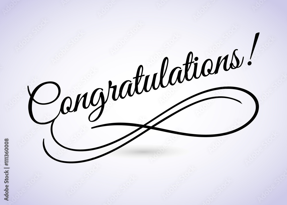 Congratulations. Beautiful greeting card poster with calligraphy black ...