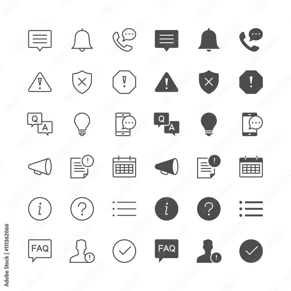 Information and notification icons, included normal and enable s Stock ...