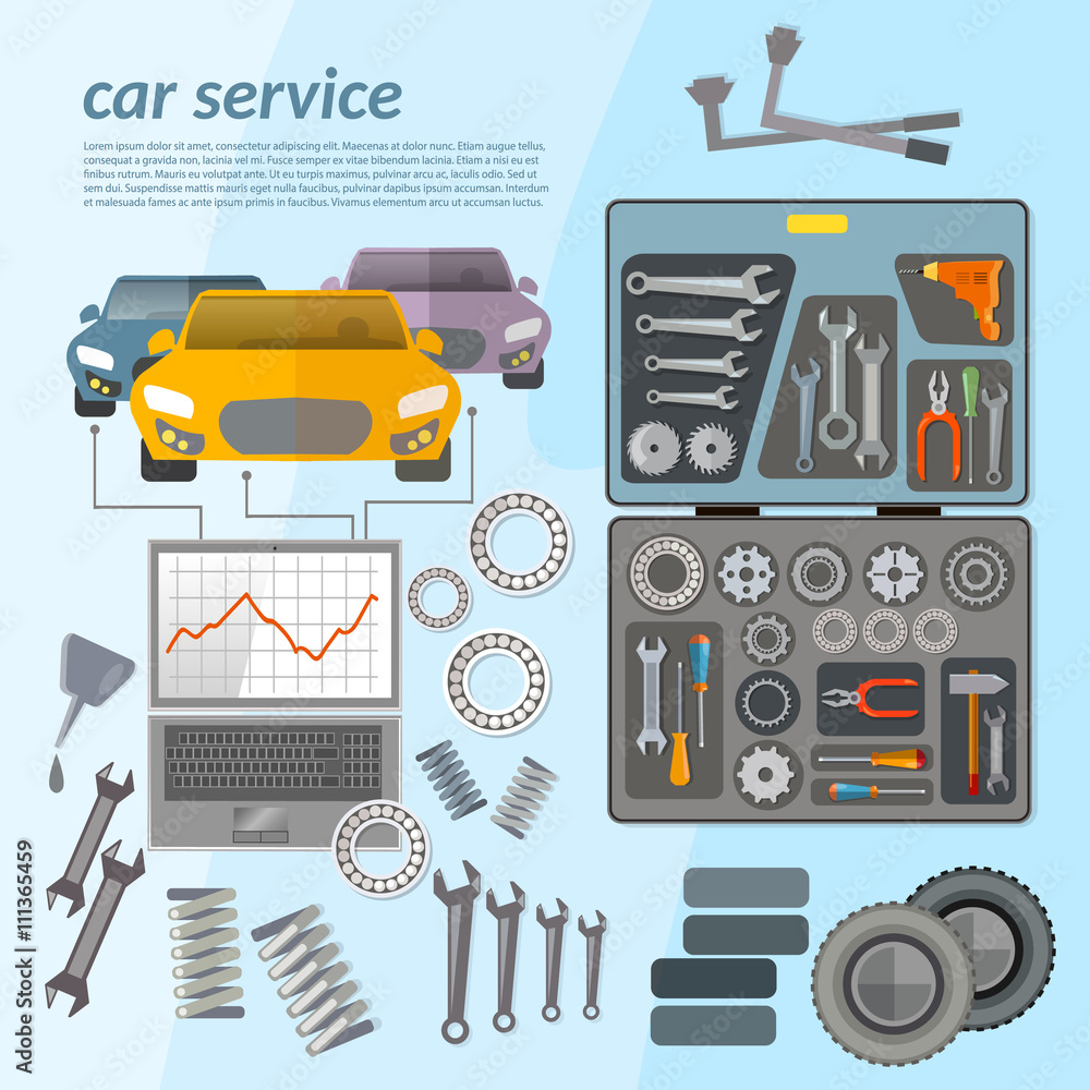 Car service mechanic tool box tuning diagnostics Stock Vector | Adobe Stock