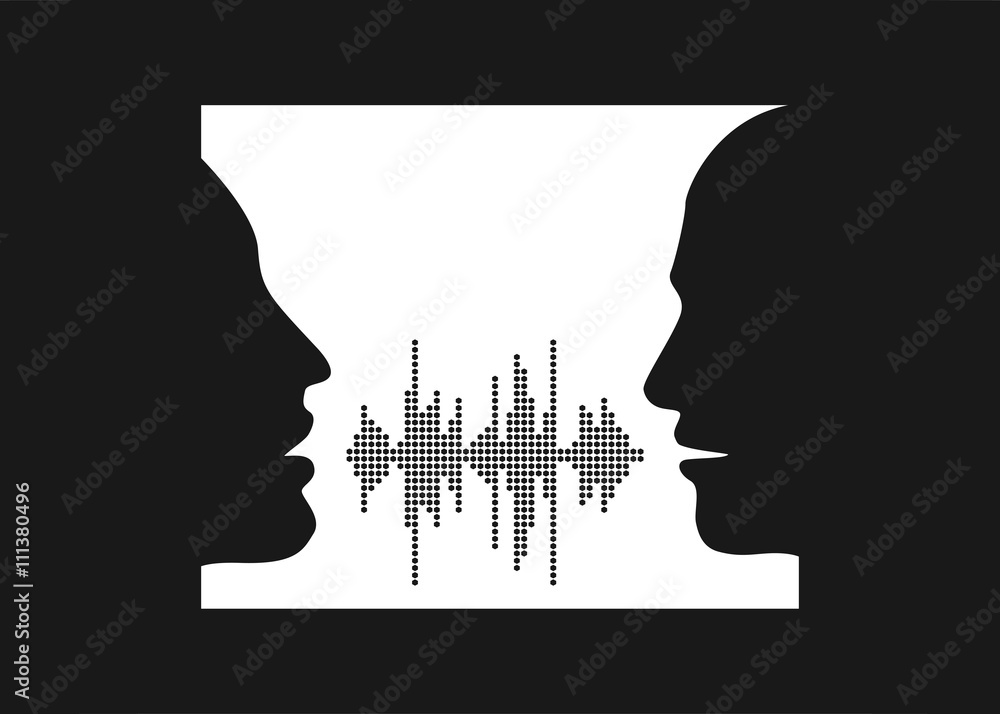 Photo & Art Print Vector illustration of two people talk face to face ...
