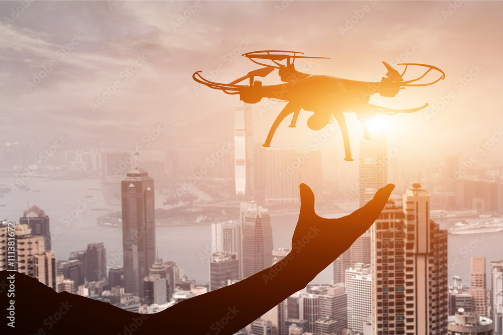 silhouette of drone Stock Photo | Adobe Stock