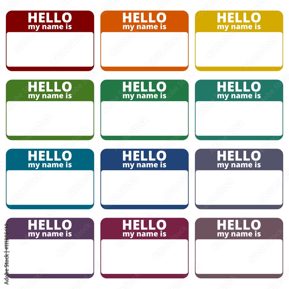 Hello my name card, with Copy Space icons set Stock Vector | Adobe Stock