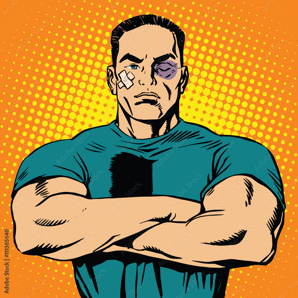 Strong man after a fight Stock Vector | Adobe Stock