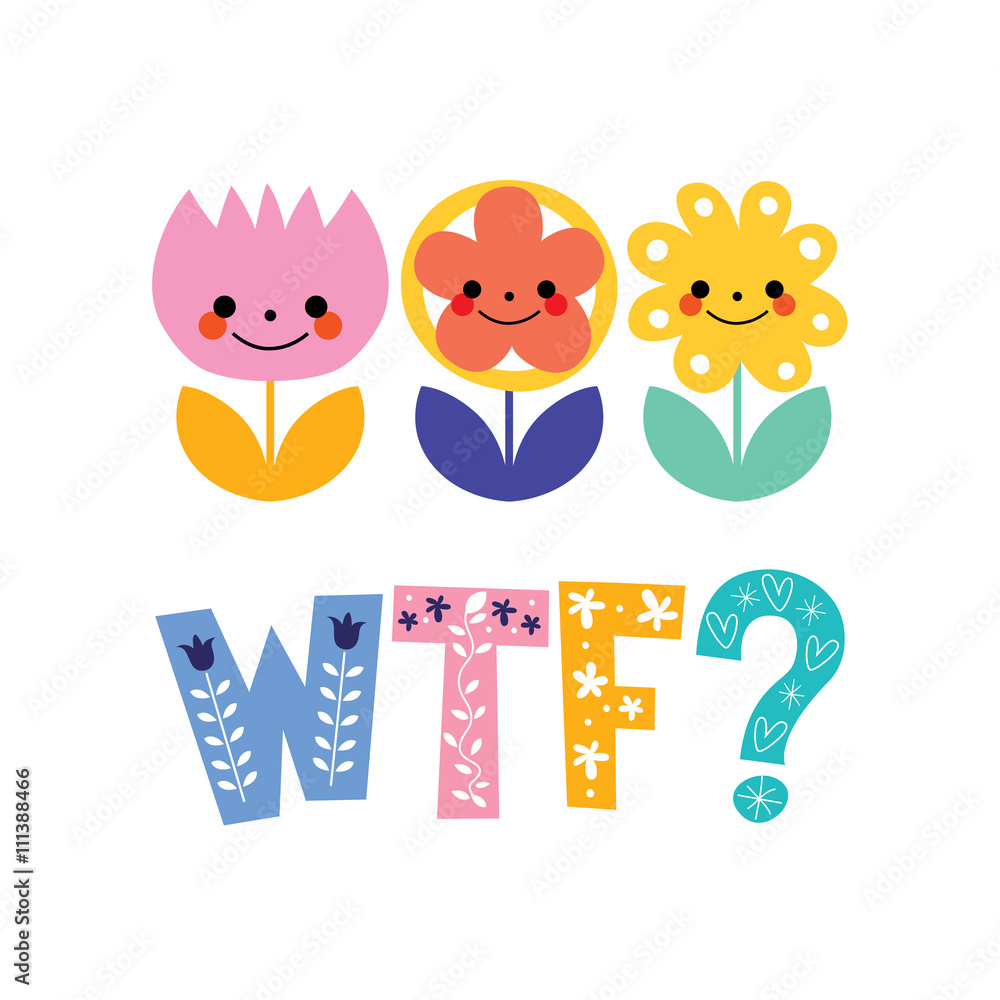 WTF greeting card with decorative lettering text Stock-Vektorgrafik ...