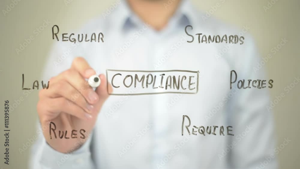 Compliance, Concept Clip Art,, Man writing on transparent screen Stock ...