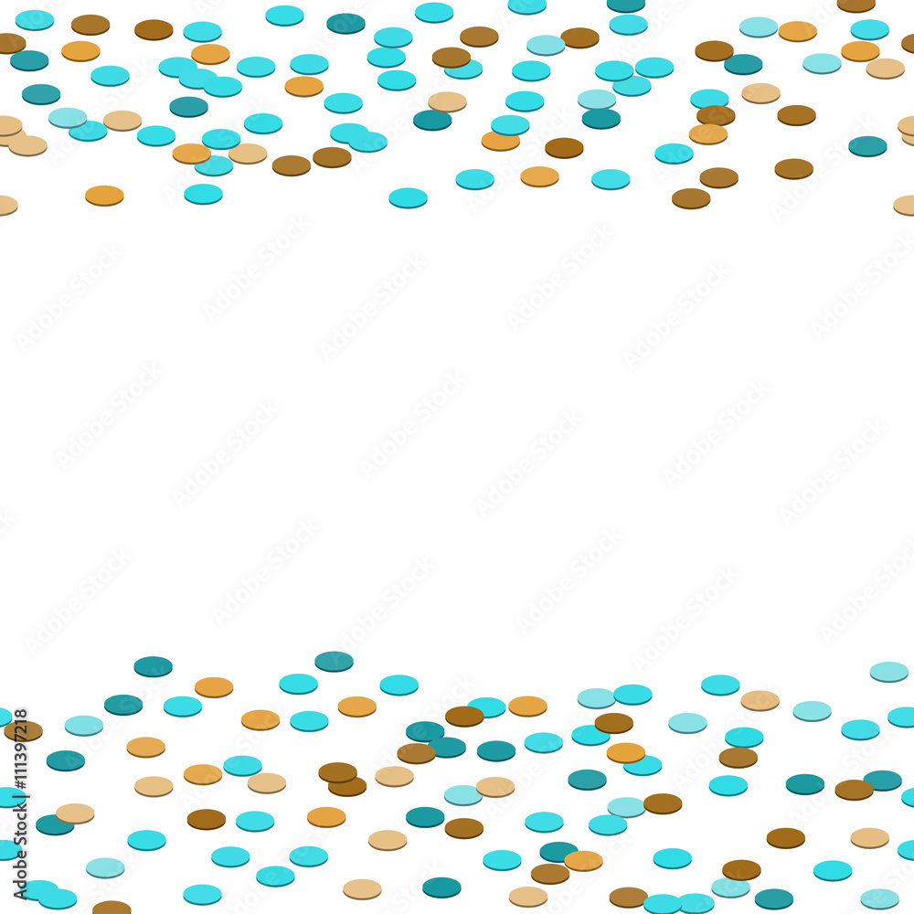 Confetti tinsel border vector background. Colorful circles frame ...