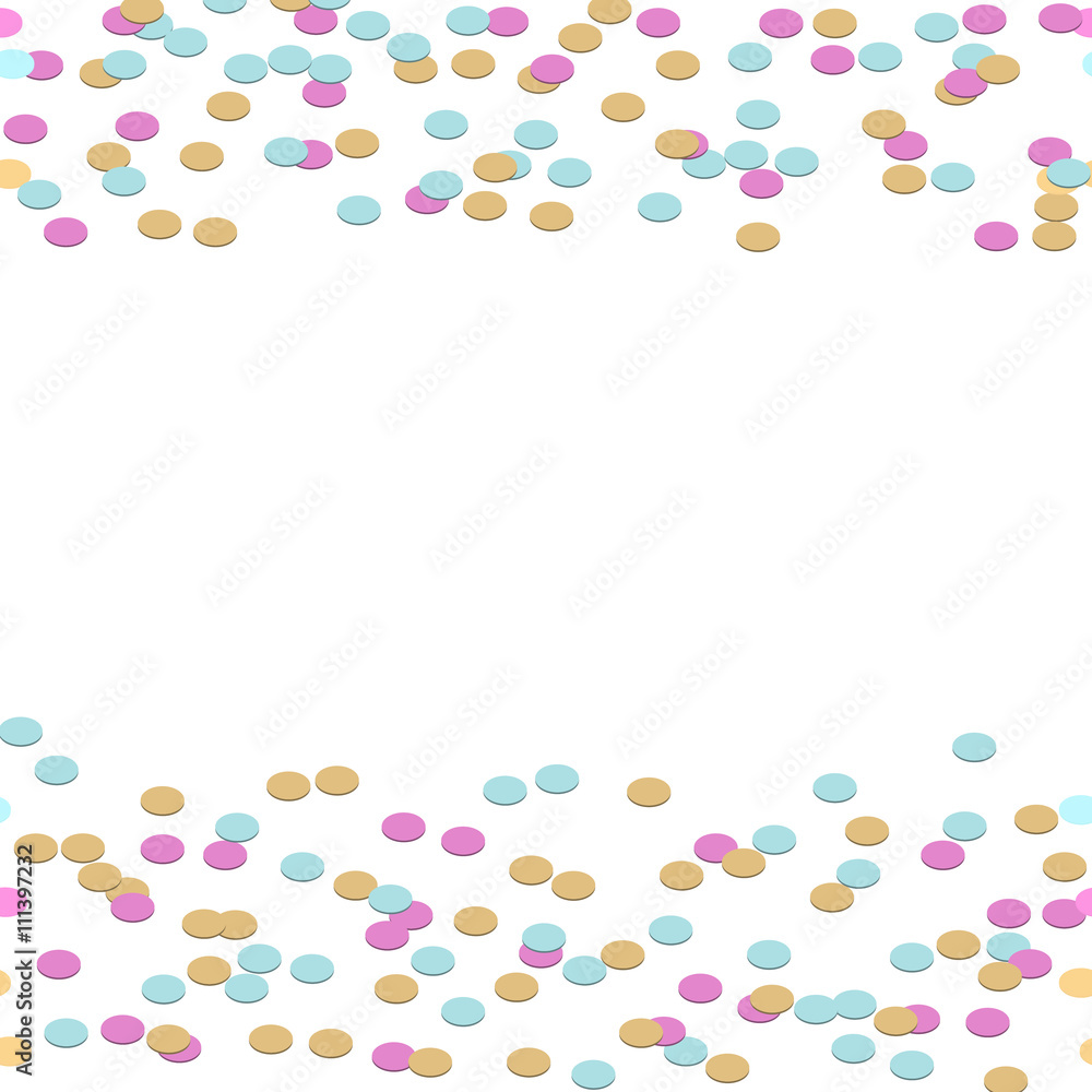 Confetti tinsel border vector background. Colorful circles frame ...