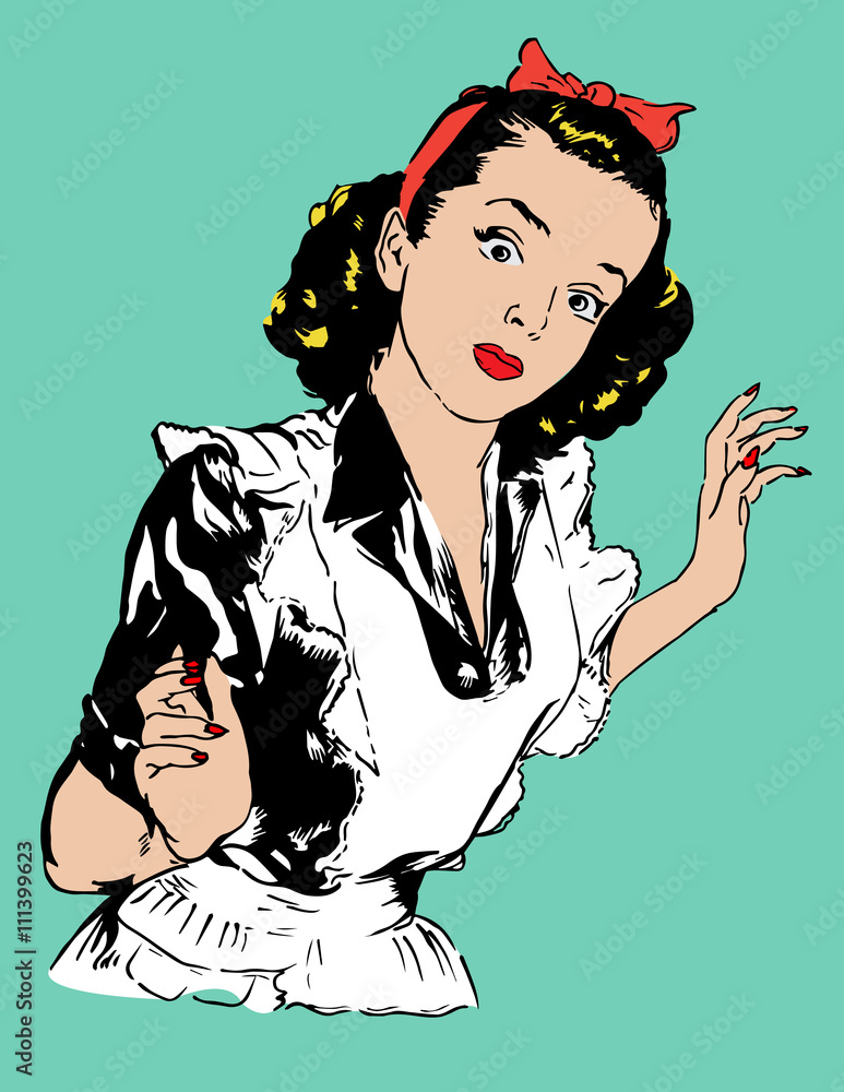 Retro maid vector Stock Vector | Adobe Stock