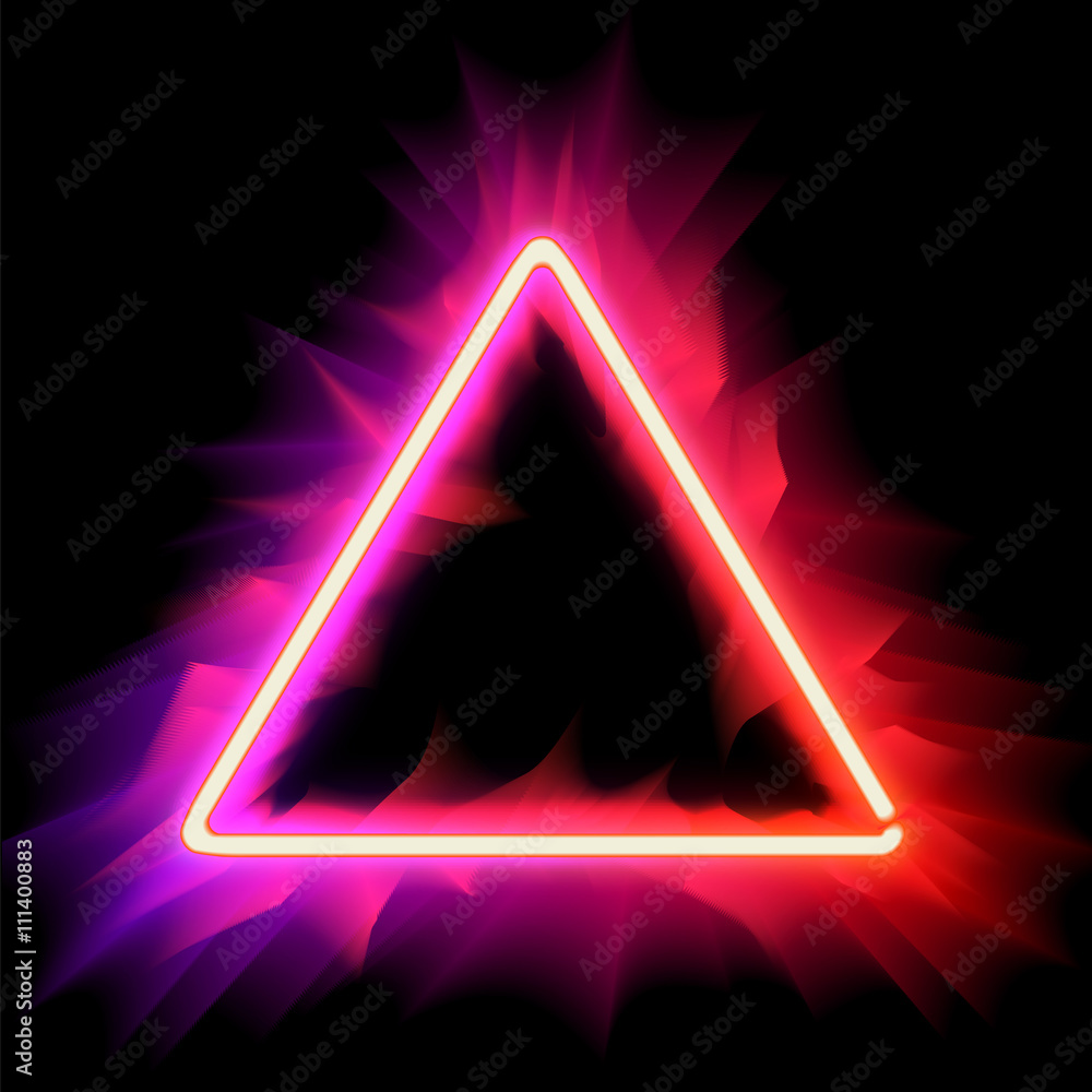 Neon Triangle fire, vector illustration on the black background Glowing ...