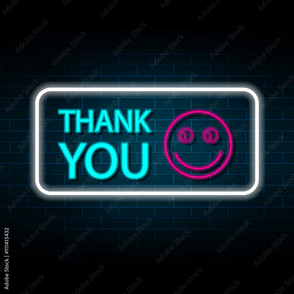 Thank you neon style vector illustration Stock Vector | Adobe Stock