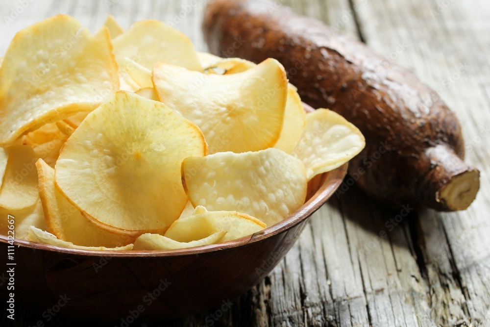Tapioca chips / Yucca chips, selective focus Stock Photo | Adobe Stock