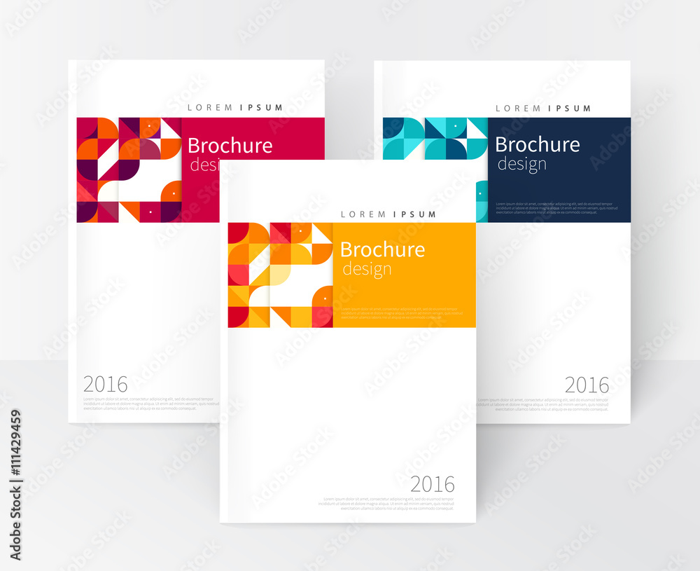 Vector set Red, Yellow, Blue Business brochure cover template. cover ...