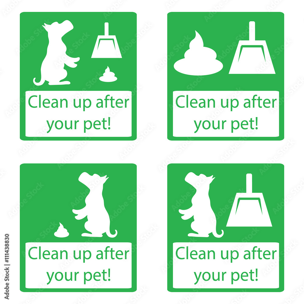 Clean up after your pet. Set icon. Ecological cleanliness of the ...