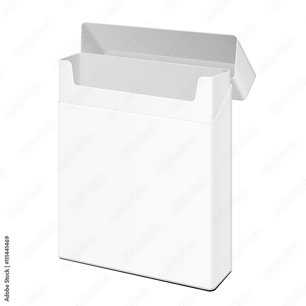 Opened Blank Wide White Slim Cigarettes Pack Box. Illustration Isolated ...