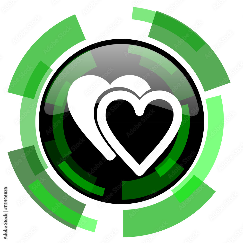 love icon, green modern design isolated button, web and mobile app ...