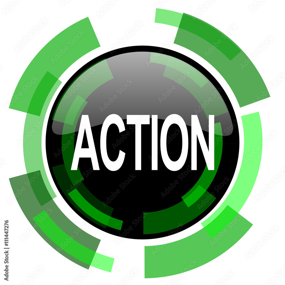 action icon, green modern design isolated button, web and mobile app ...