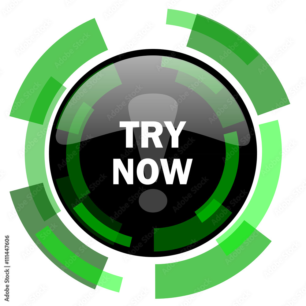try now icon, green modern design isolated button, web and mobile app ...