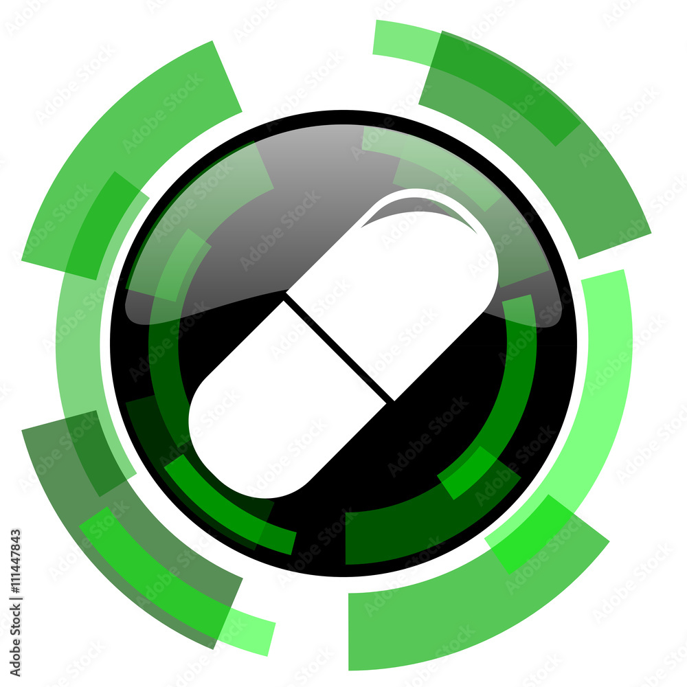 drugs icon, green modern design isolated button, web and mobile app ...