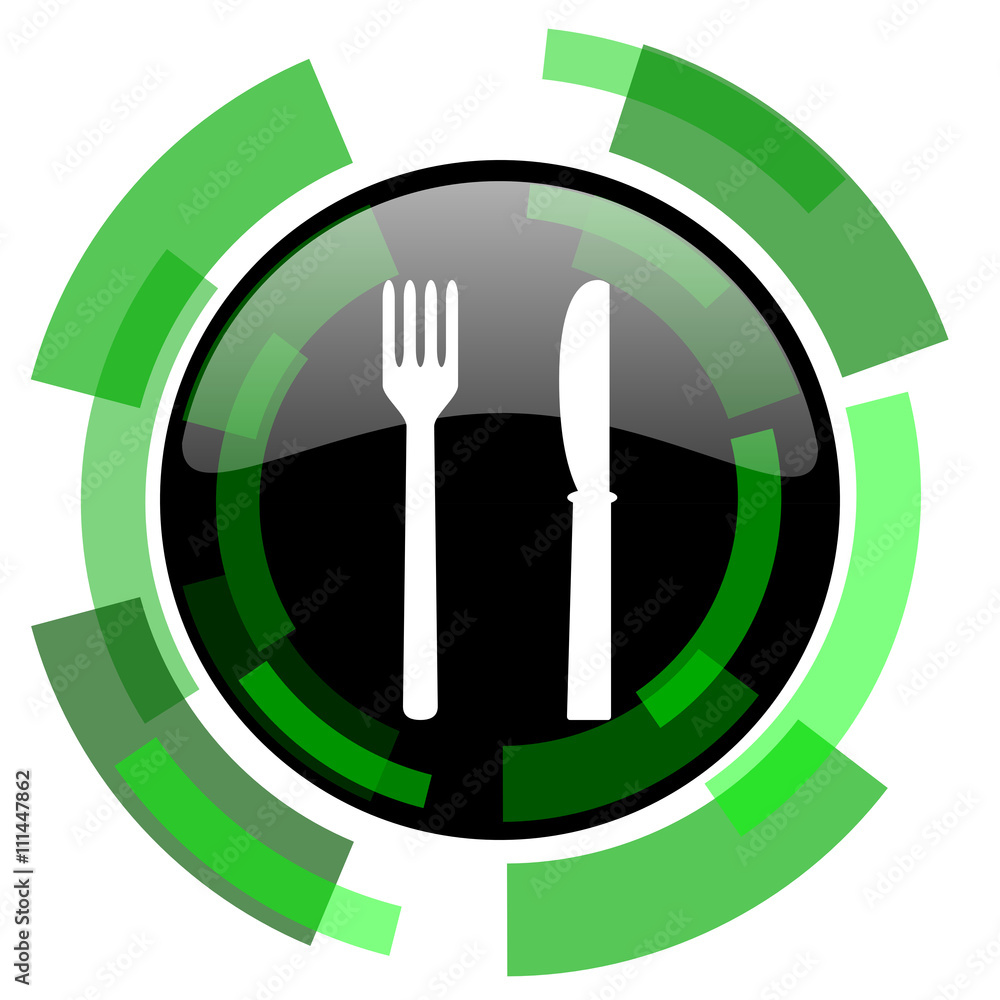 eat icon, green modern design isolated button, web and mobile app ...