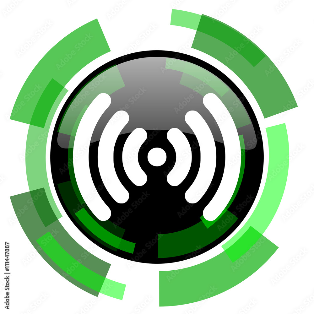 wifi icon, green modern design isolated button, web and mobile app ...