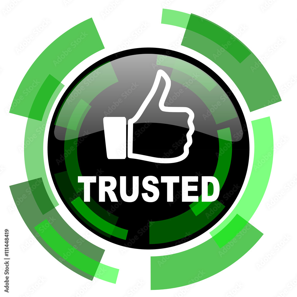 trusted icon, green modern design isolated button, web and mobile app ...