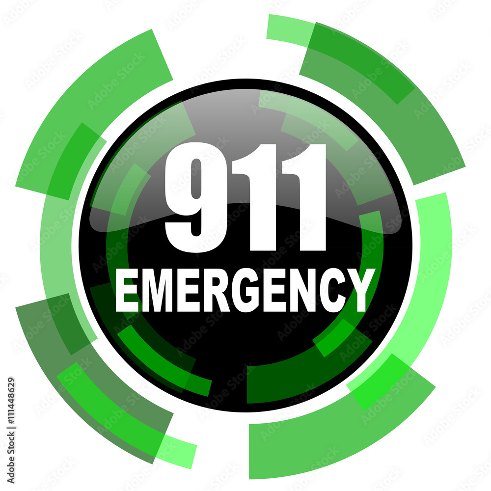 number emergency 911 icon, green modern design isolated button, web and ...