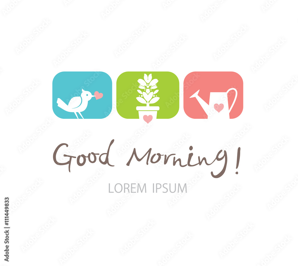 Good morning! Beautiful positive symbols. Idea of the logo for gift ...