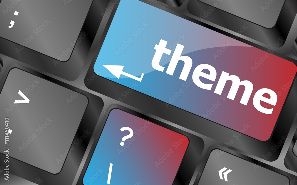 theme button on computer keyboard keys, business concept vector ...
