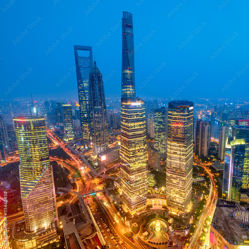Night view of Lujiazui. Since the early 1990s, Lujiazui has been ...
