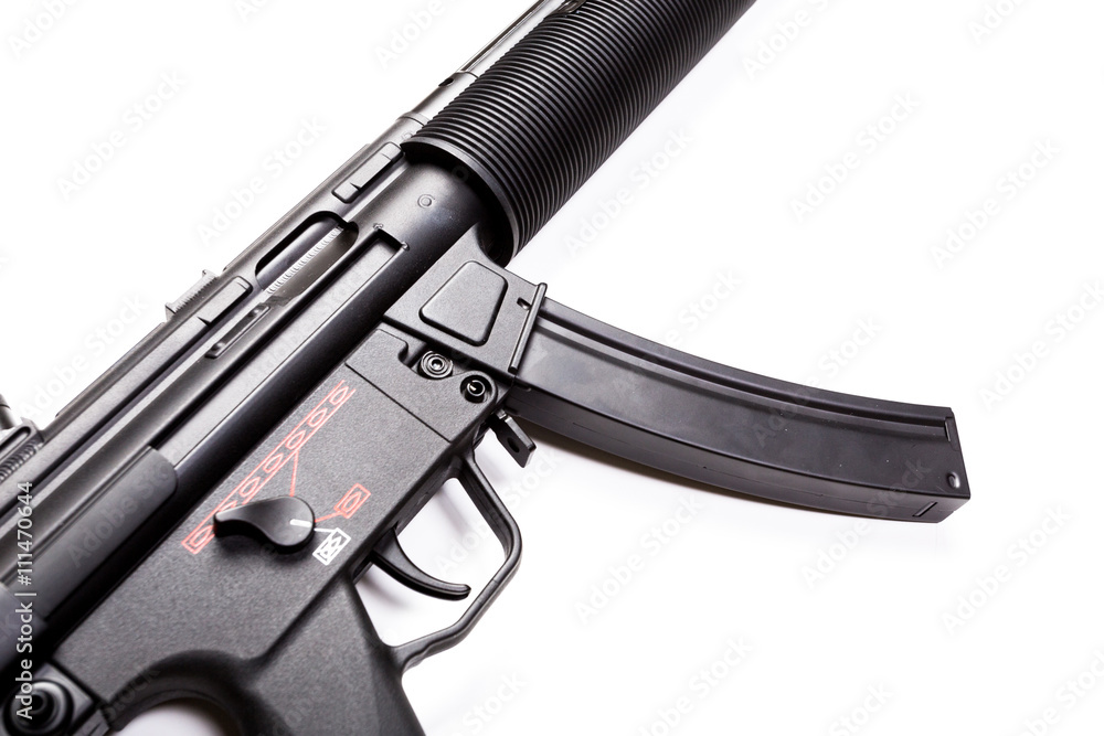 submachine gun MP5 with silencer isolated Stock Photo | Adobe Stock
