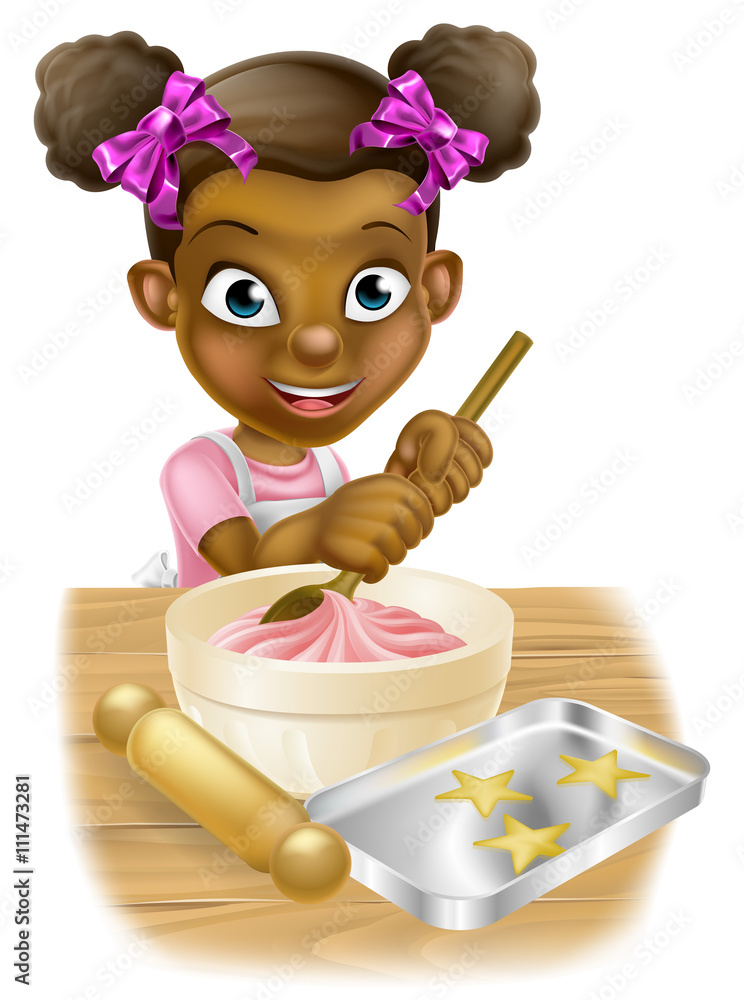 Cartoon Girl Baking Stock Vector | Adobe Stock
