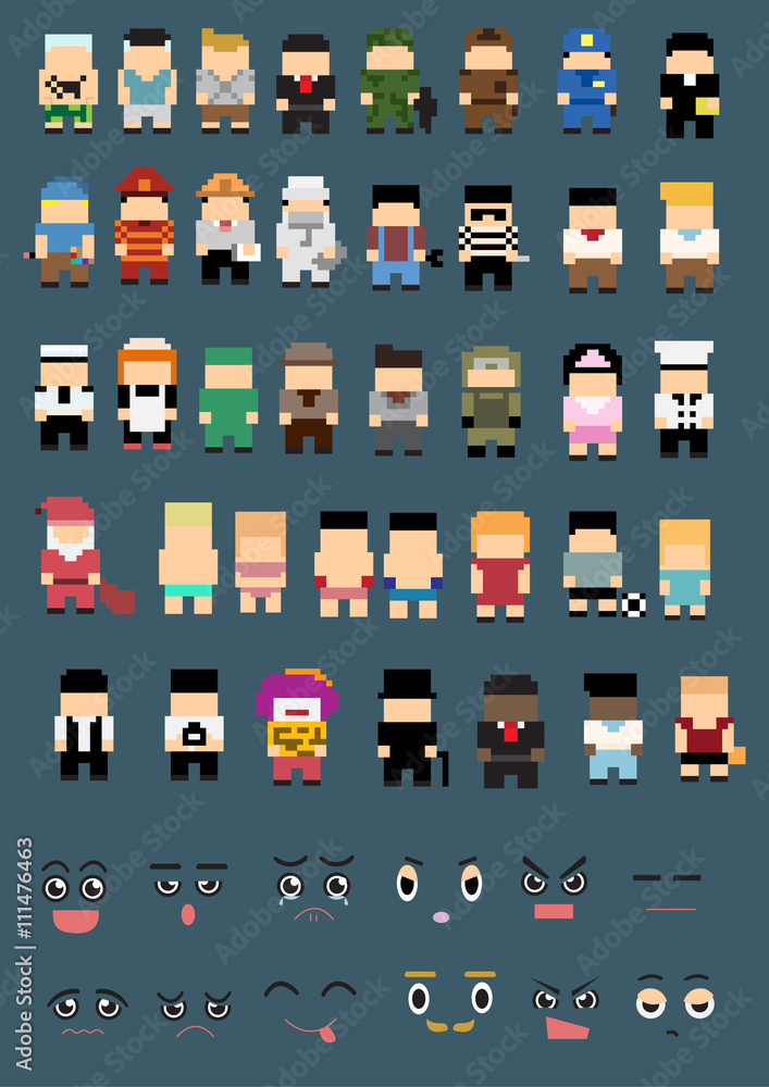 Collection character of my job pixel ; vector illustration Stock Vector ...