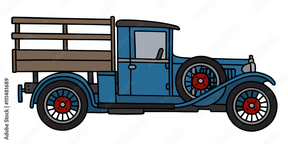 Vintage blue truck / Hand drawing, vector illustration Stock Vector ...