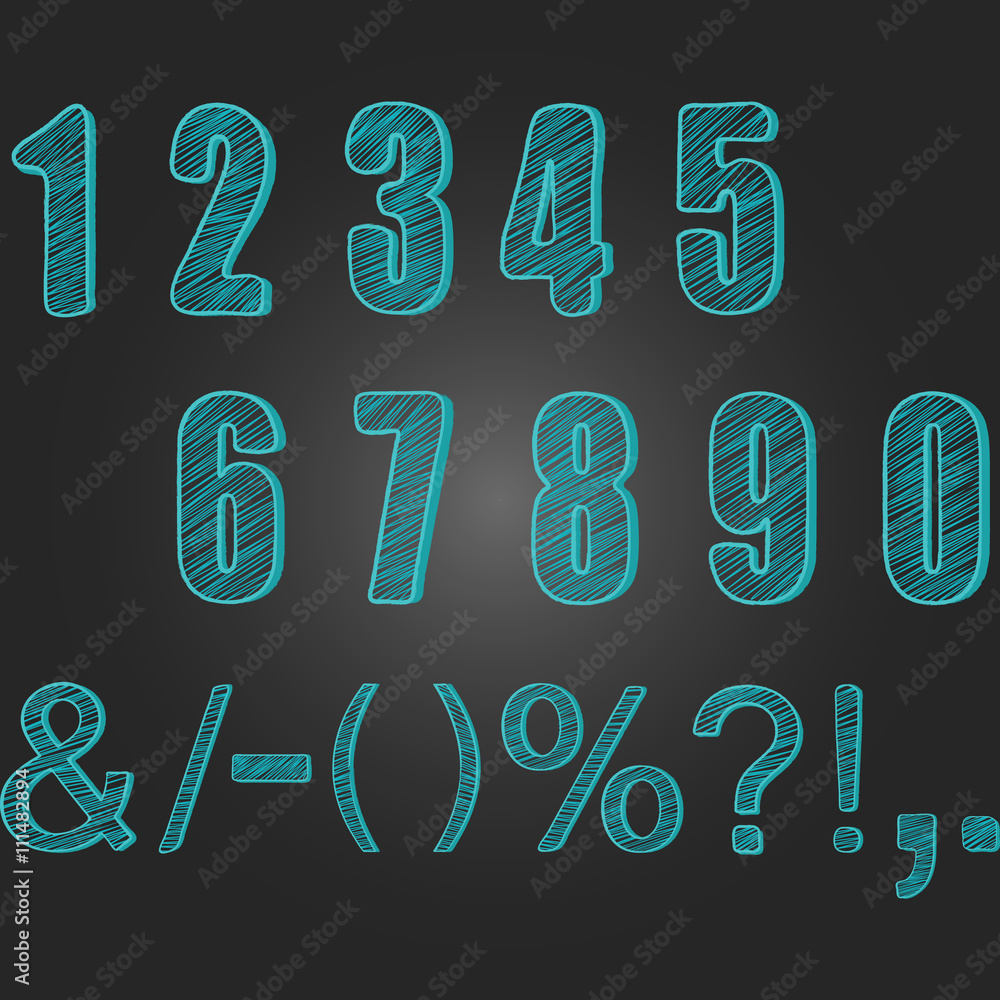 Chalkboard Numbers collections.Chalk Numbers Calligraphy,Font Element ...