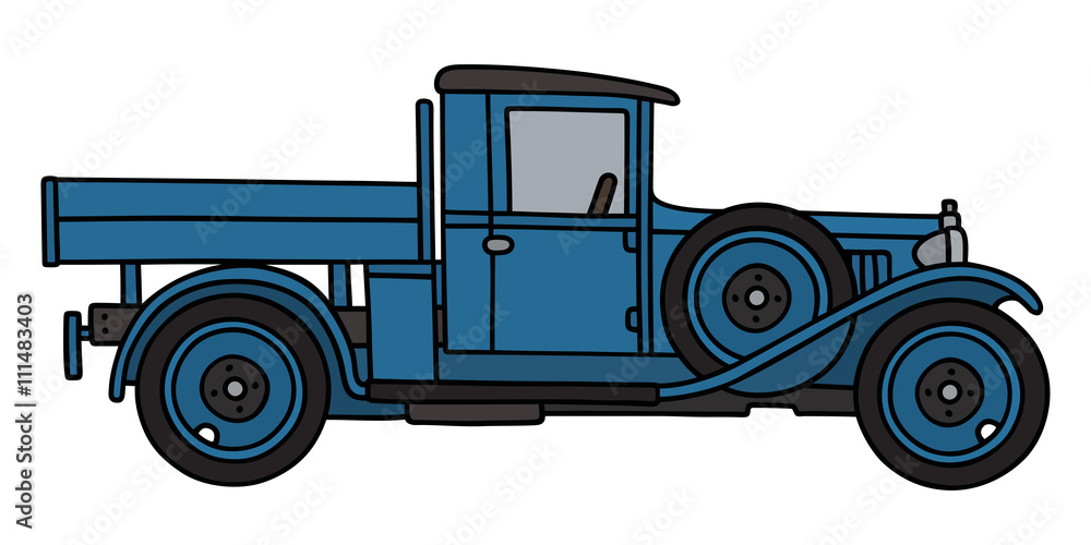 Vintage blue truck / Hand drawing, vector illustration Stock Vector ...