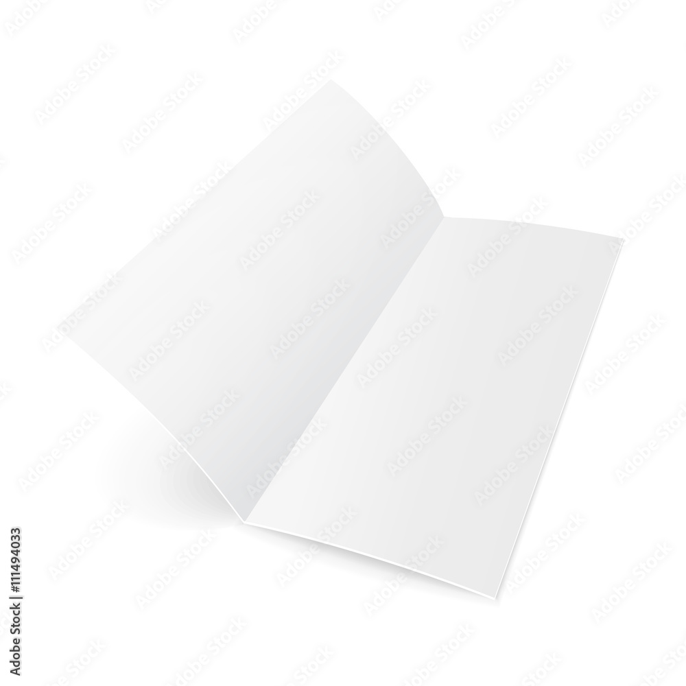 Blank Folded Paper Brochure With Shadows. On White Background Isolated ...