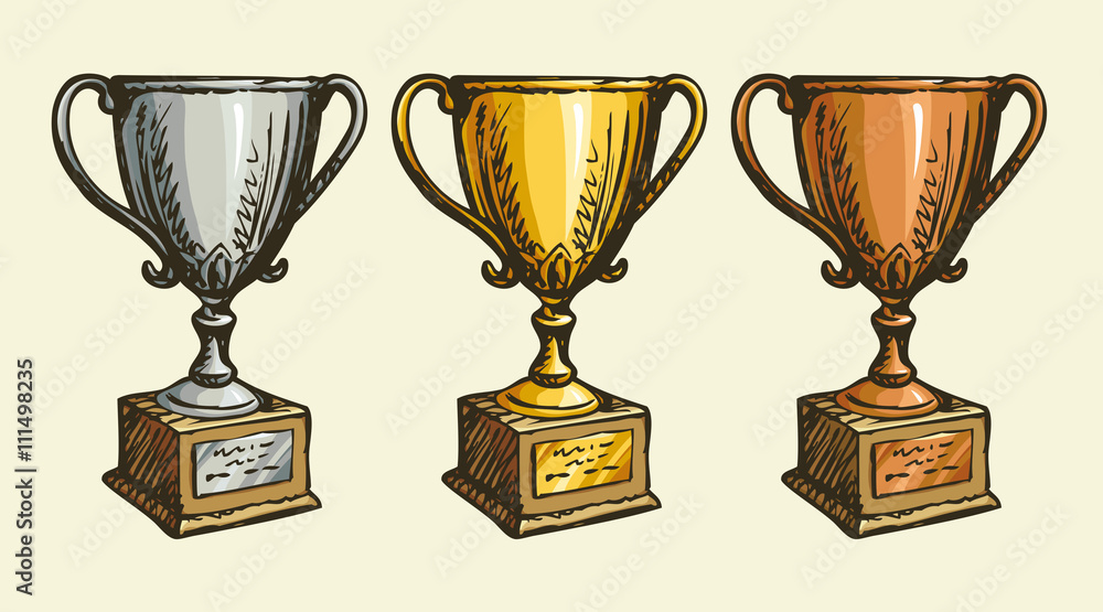 Cups of the winner. Vector drawing Stock Vector | Adobe Stock