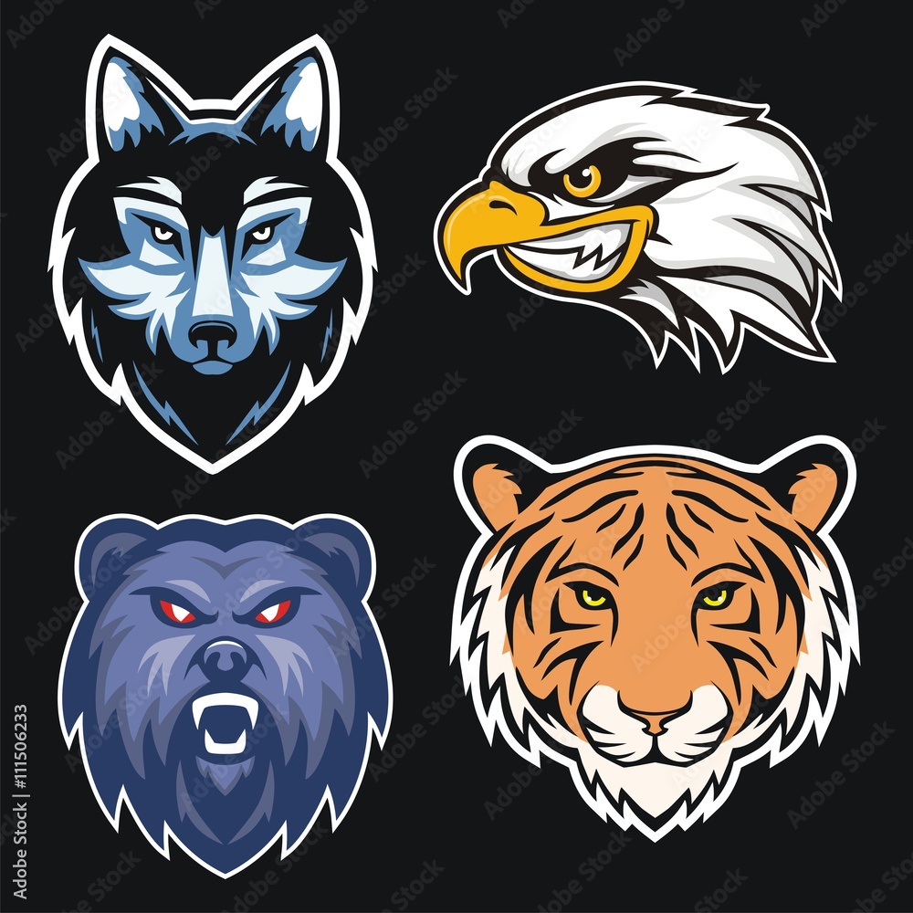 Set of Four Animal Mascots, Vector Illustration Stock Vector | Adobe Stock