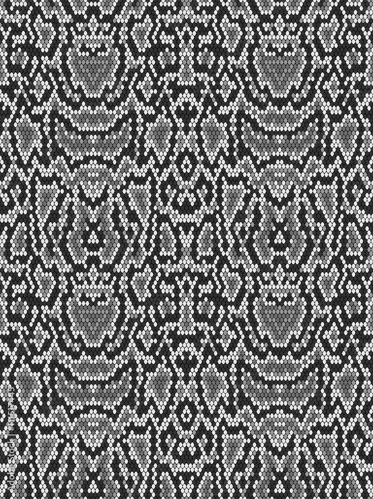 Snake python skin texture. Seamless pattern black on white background ...