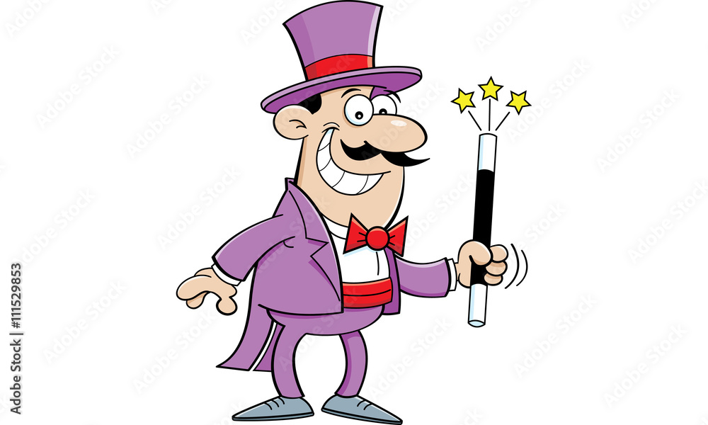 Cartoon illustration of a magician. Stock Vector | Adobe Stock