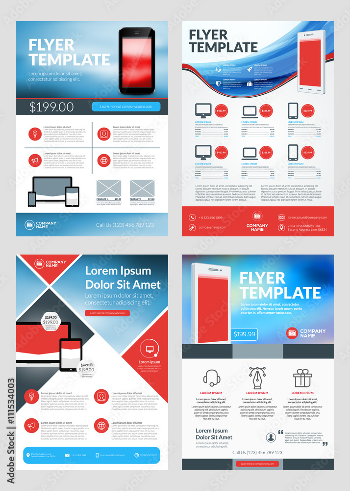 Set of Business Flyer Design Templates for Mobile Application or New ...